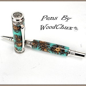Handmade Writing Pen Ball Point Fountain Stunning Pine Cone ART SEE ...