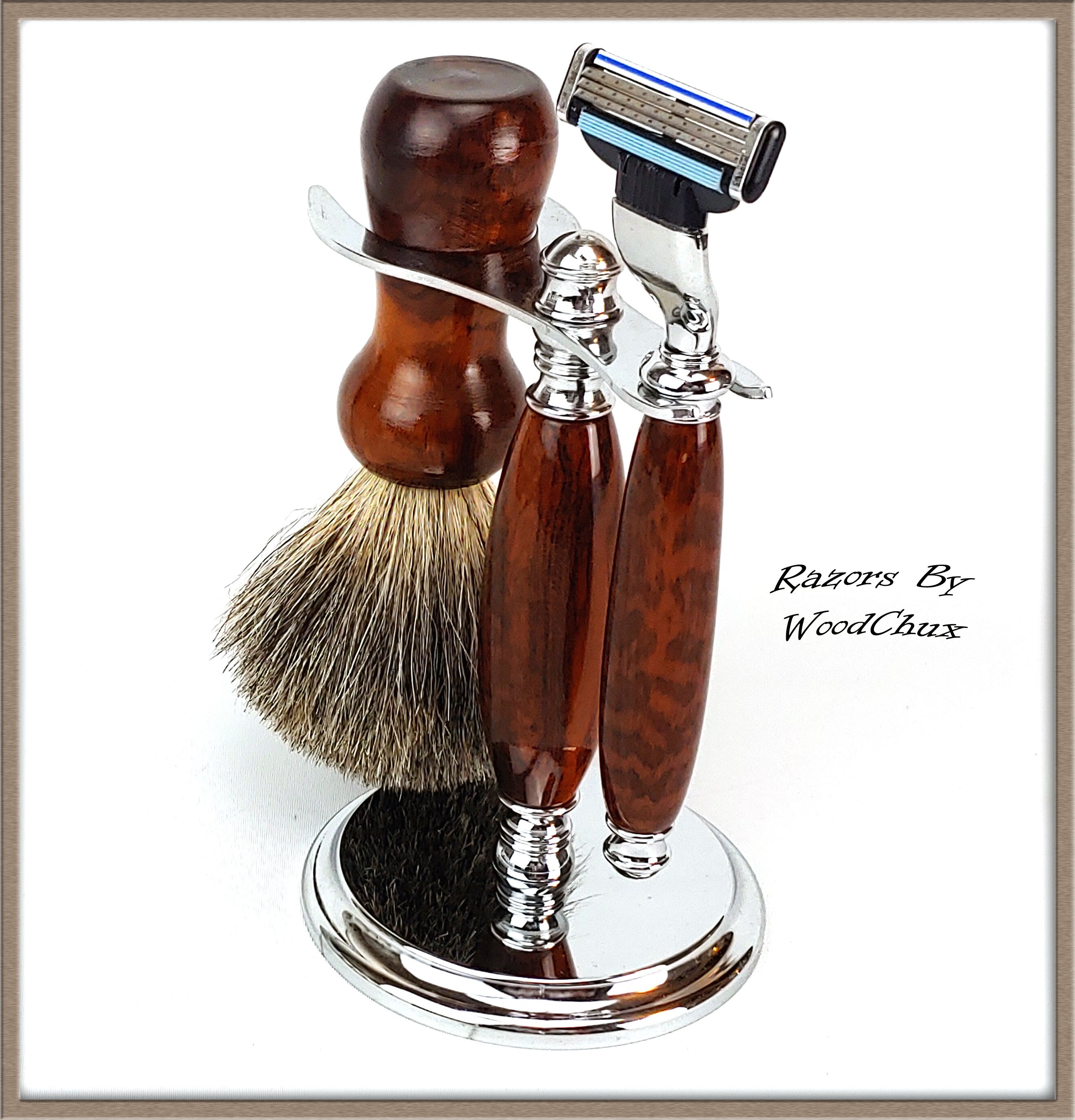 Shaving Razor Set Handmade Rare Snake Wood DE Safety Mach 3 | Etsy