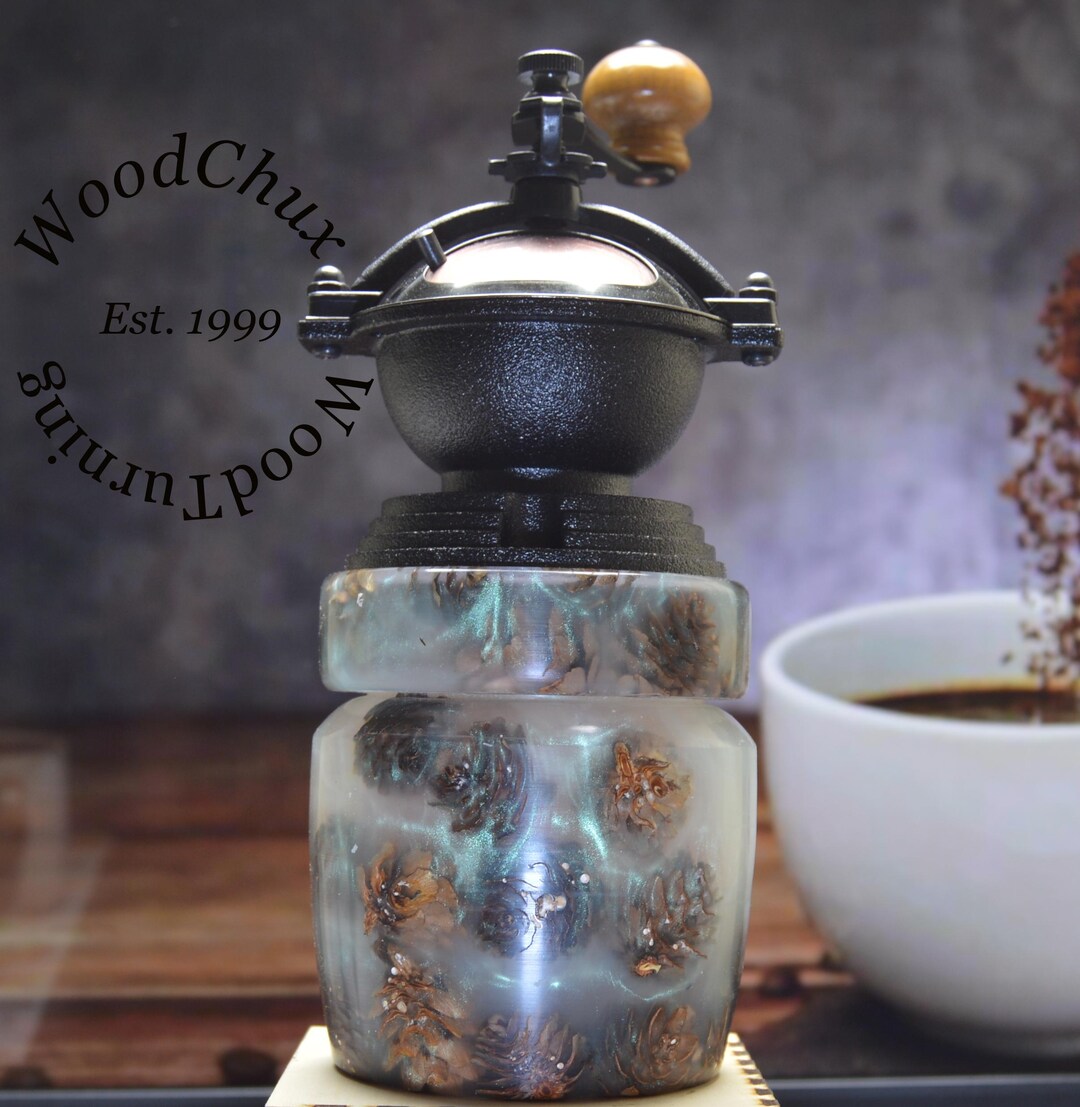 Handmade Crank Pine Cones & Resin Manual Coffee Bean Grinder Grinding ...