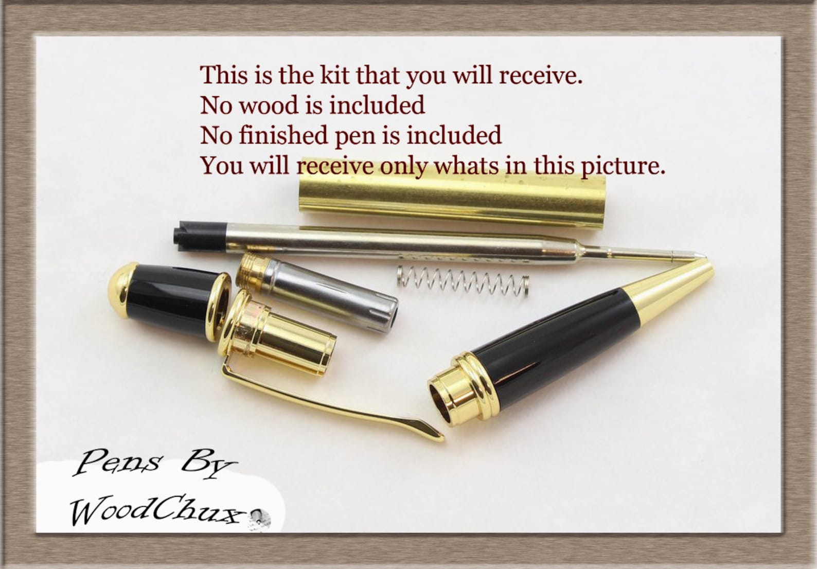 Gatsby Pen Kit Chrome 24 Kt Gold Gunmetal or Bushings Wood | Etsy