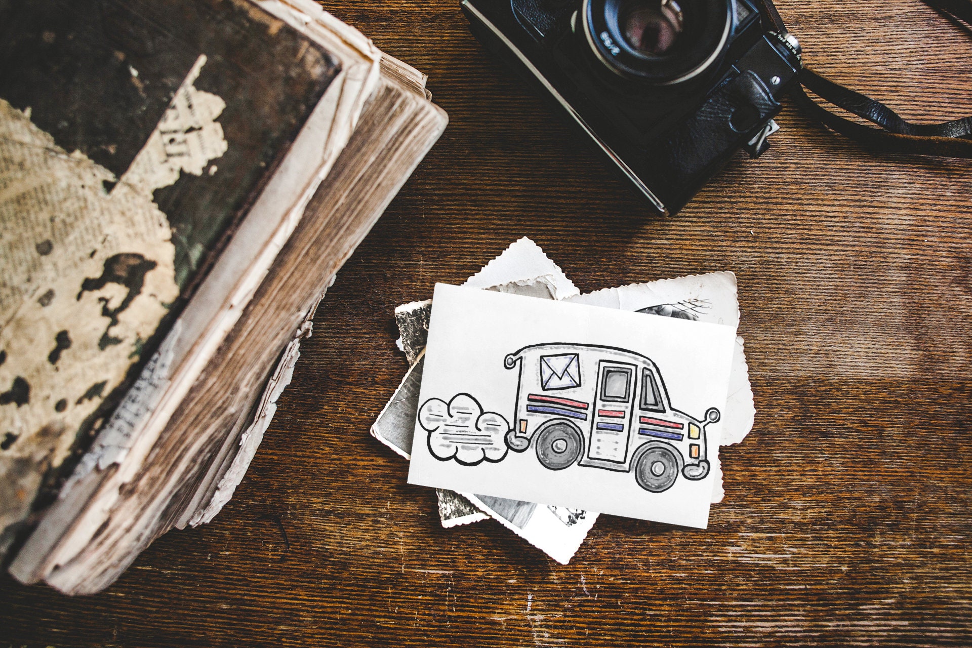 Printable USPS Truck for Postcards Wall Art Clipart and - Etsy