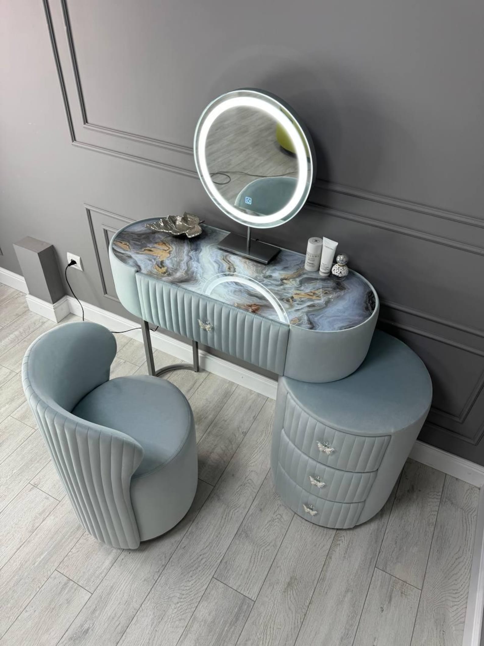 Makeup Vanity Table сonsole and Pouf Set Makeup Table Gift for Your ...