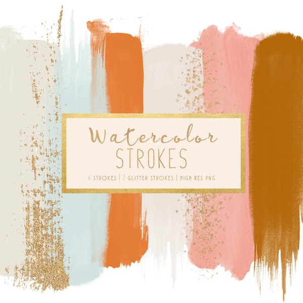 Watercolor Strokes Watercolor Clip Art Gold Glitter Clip Art Design ...