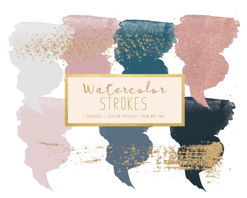 Watercolor Strokes | Watercolor Clip Art | Gold Glitter | Clip Art ...