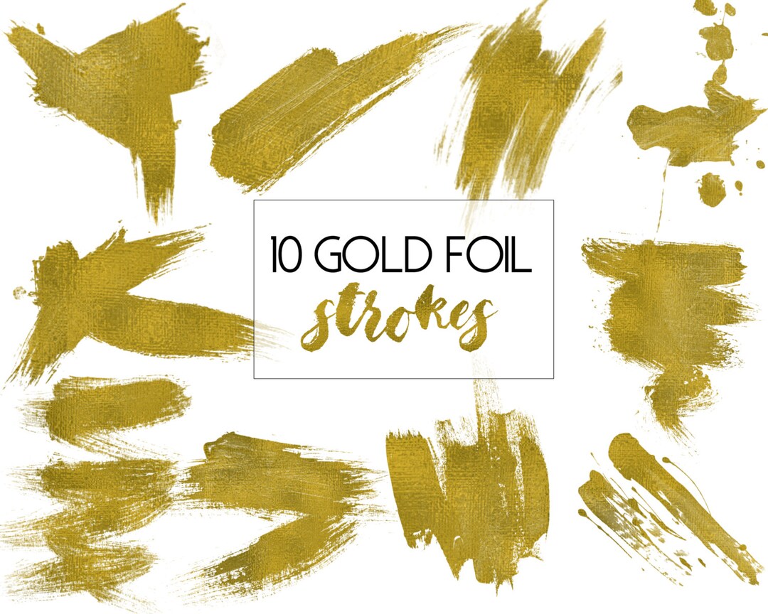 Gold Foil Brush Strokes | Gold Foil Design | Glitter Brushes | Graphic ...