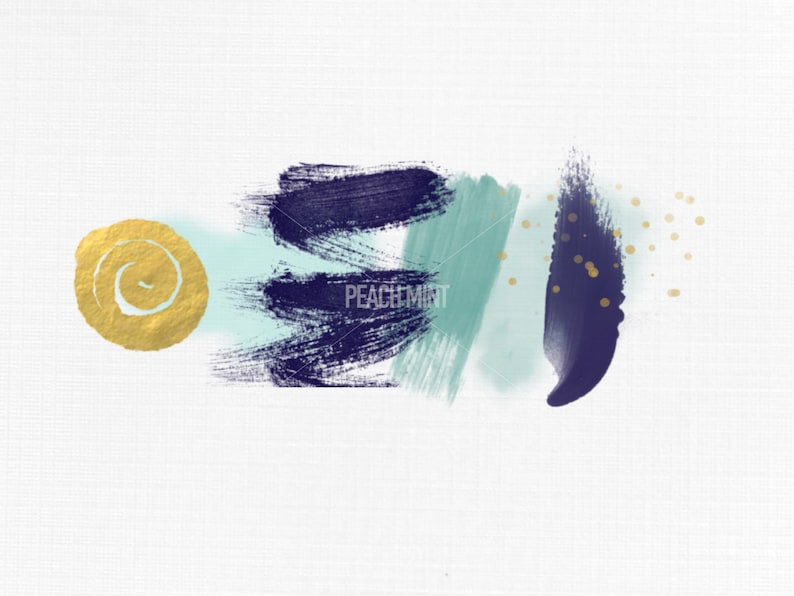 Brush Design | Watercolor Navy Blue Gold Foil | Glitter Brushes ...