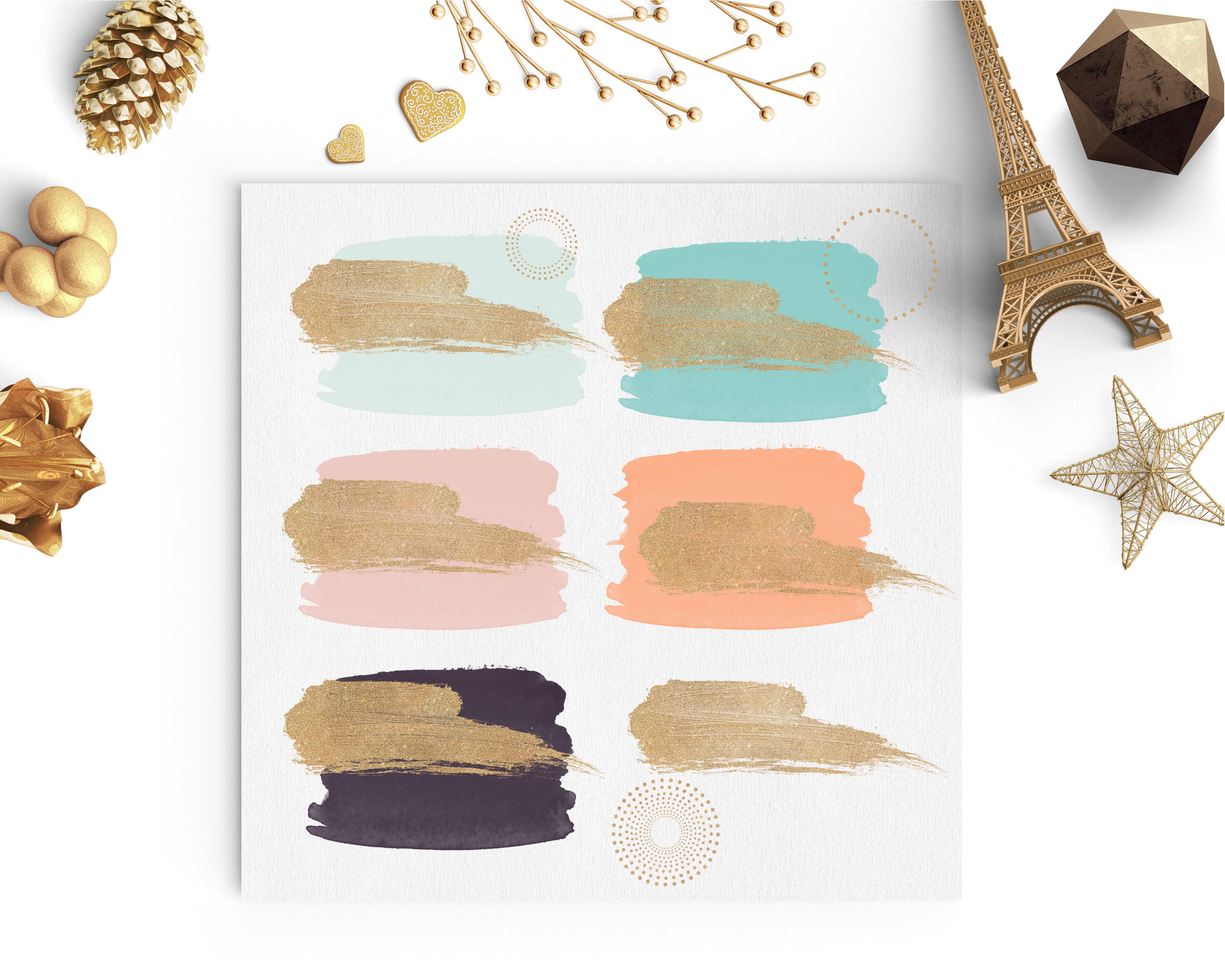 Watercolor Strokes | Watercolor Clip Art | Gold Glitter | Clip Art ...