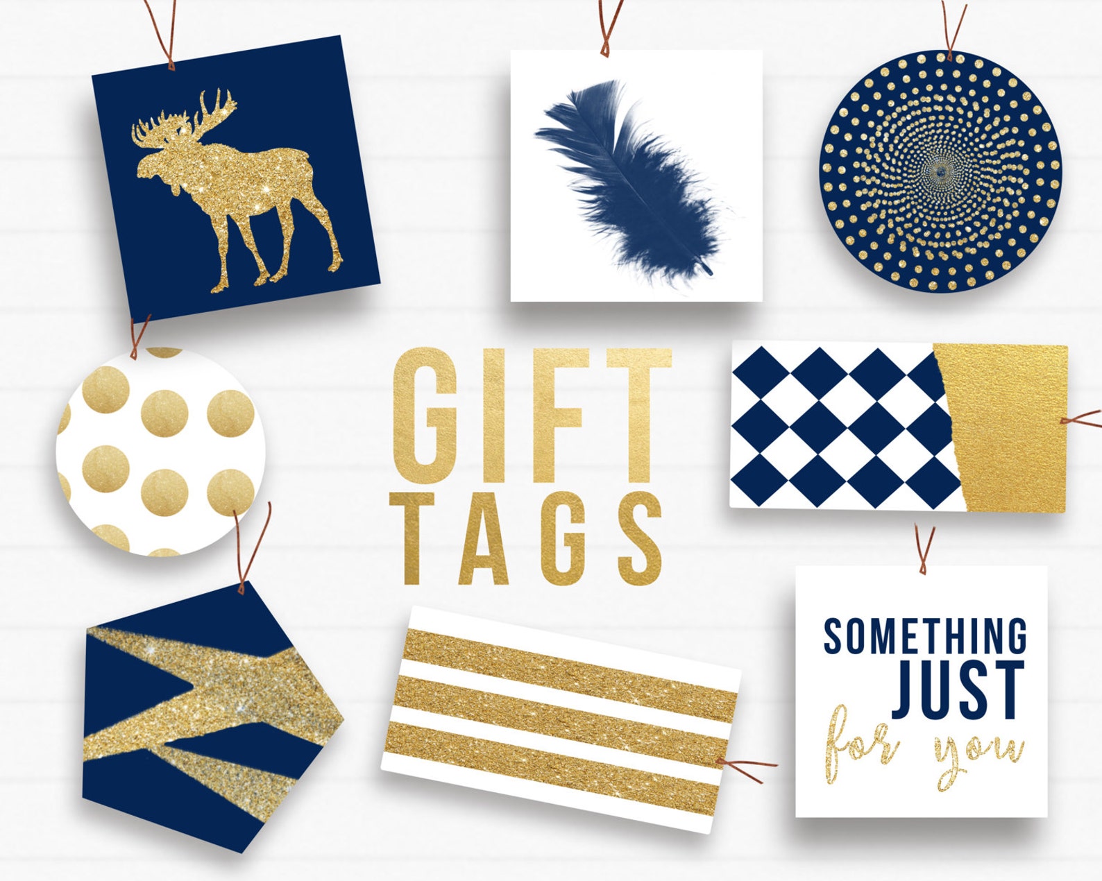 Navy Blue Printable Gift Tags | Glitter and Blue Gift Tags | Printable ...