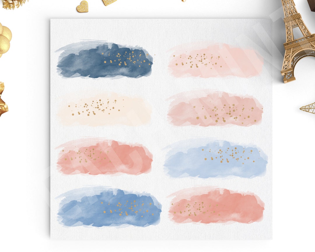 Glitter Brush Strokes | Pastel Colors | Gold Glitter | Clipart Digital ...