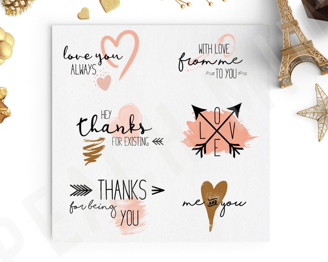 Love Notes Clip Arts | Pink Peach Brown Designs | Love Quotes | High ...