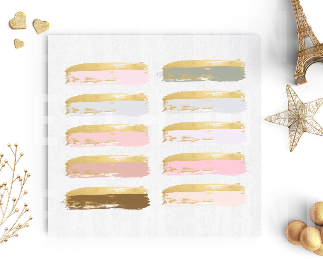 Glitter Brush Strokes | Pastel Colors | Gold Glitter | Clipart Digital ...