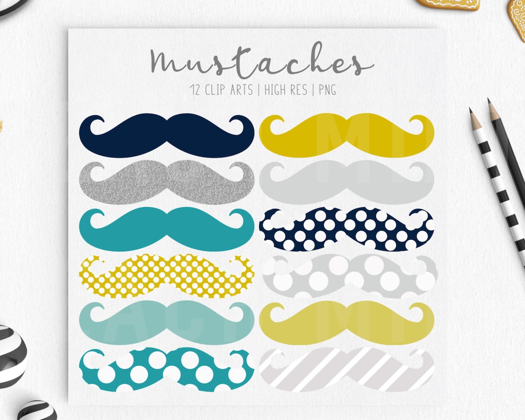 Cute Mustaches Bundle | Digital Mustaches | Color Clip Art | Graphic ...