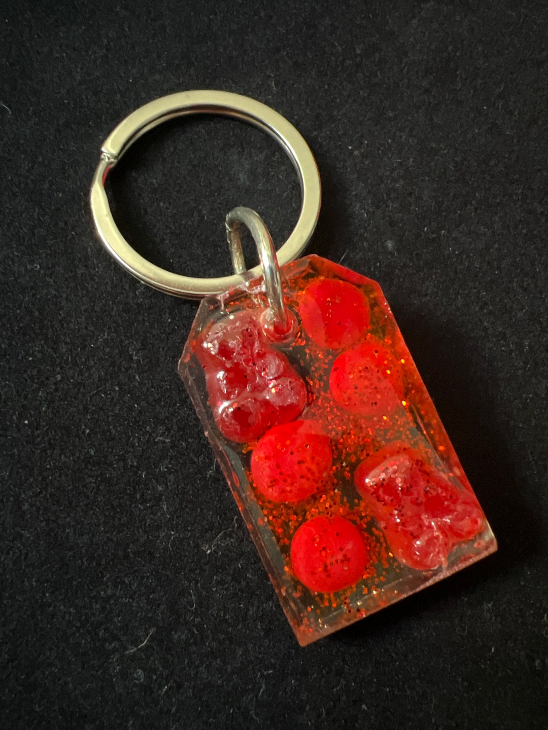 Red Hot and Gummy Bear Resin Cast Keychain - Etsy