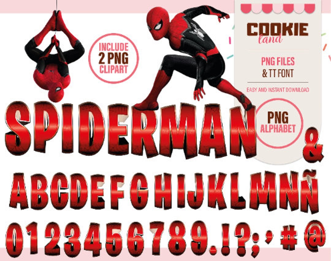 Spiderman Alphabet, PNG Font Superhero Spiderman, Clipart Fonts ...