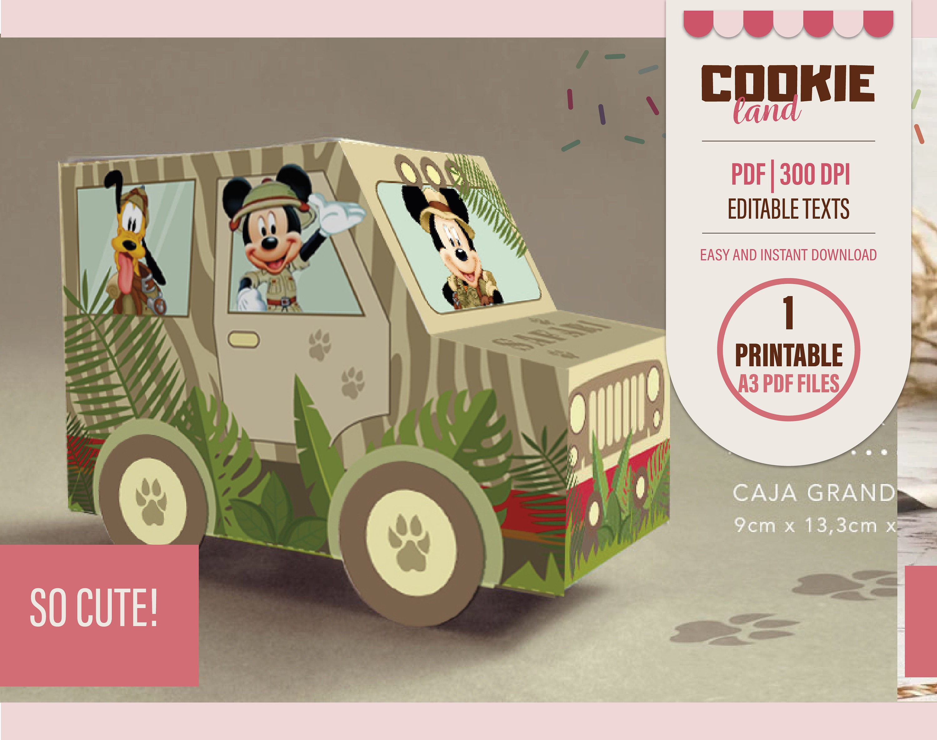 Mouse Safari Box Truck Birthday PDF Safari Jeep Party Box - Etsy