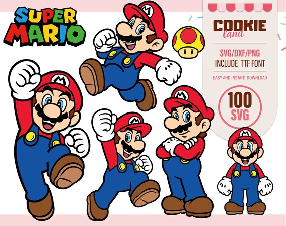 Super Mario Svg 100 Svg Dxf Png Transparent Images - Etsy