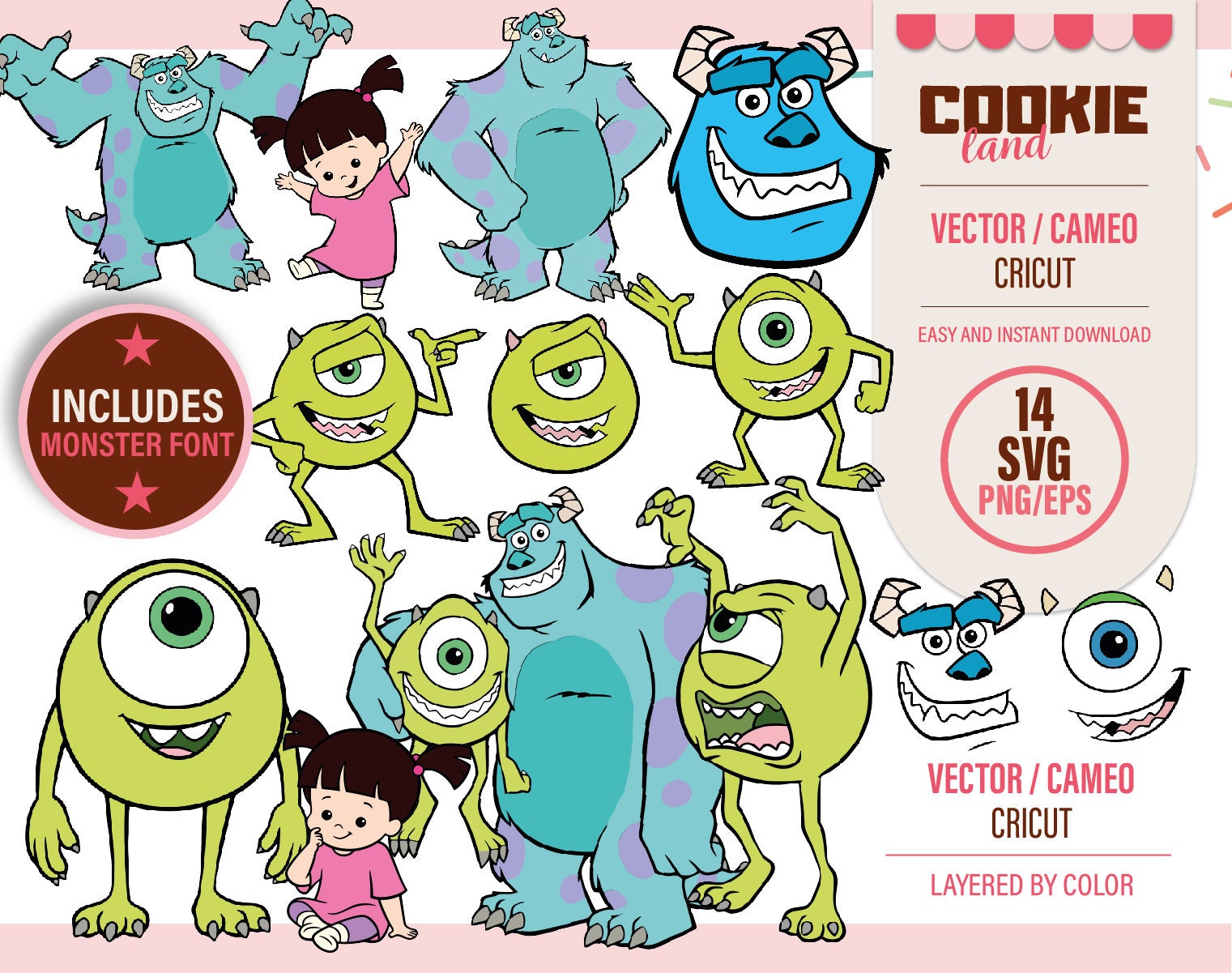 Monster Inc SVG Files Vector Images for Cricut Instant - Etsy Canada