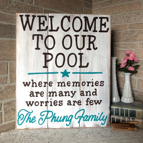 Welcome to the Pool Wood Sign Where Our Neighbors Listen to - Etsy