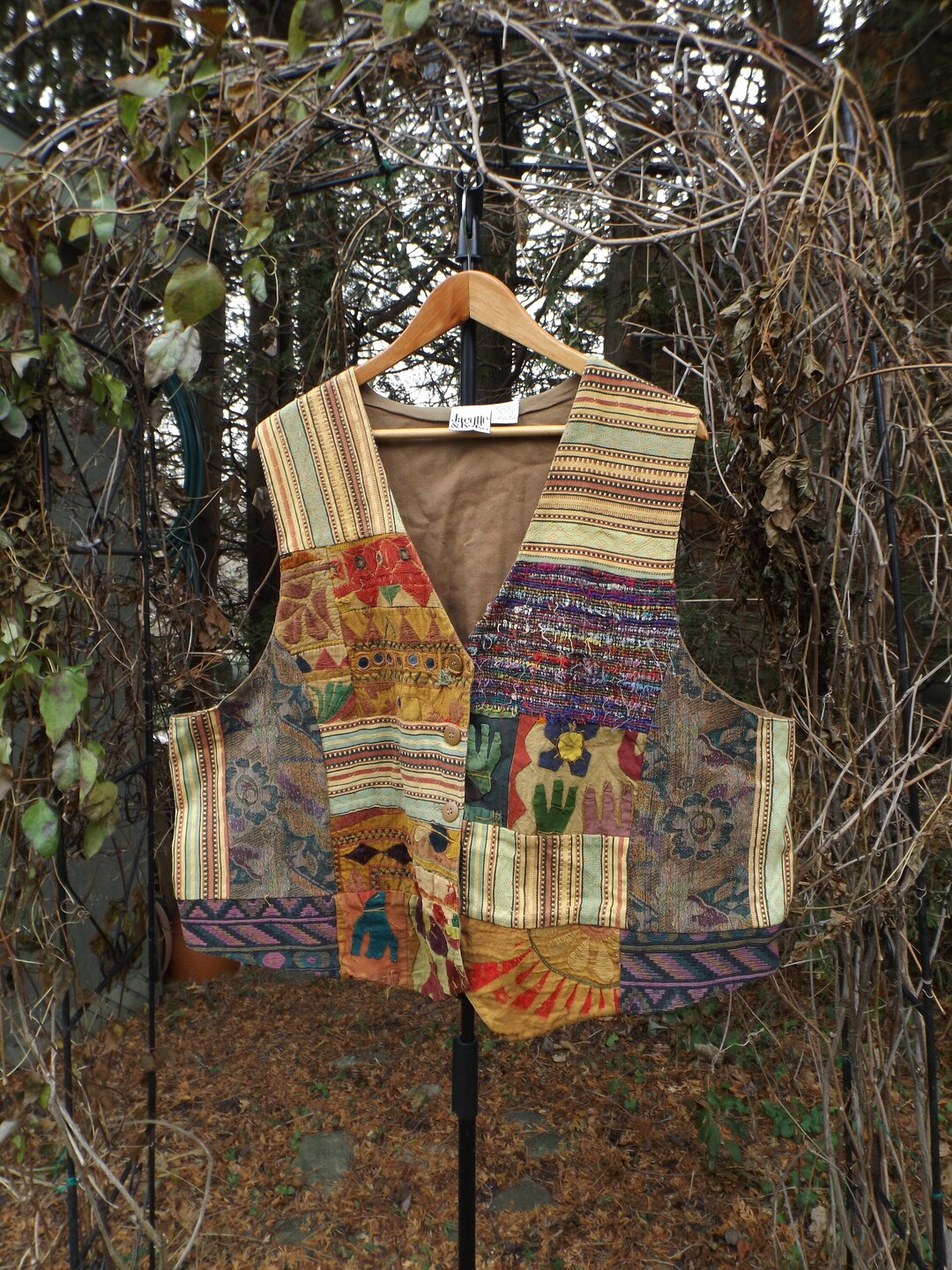 Art Teacher Vest Vintage XL 90s Patchwork Quilt Vest Womens XL Colorful ...