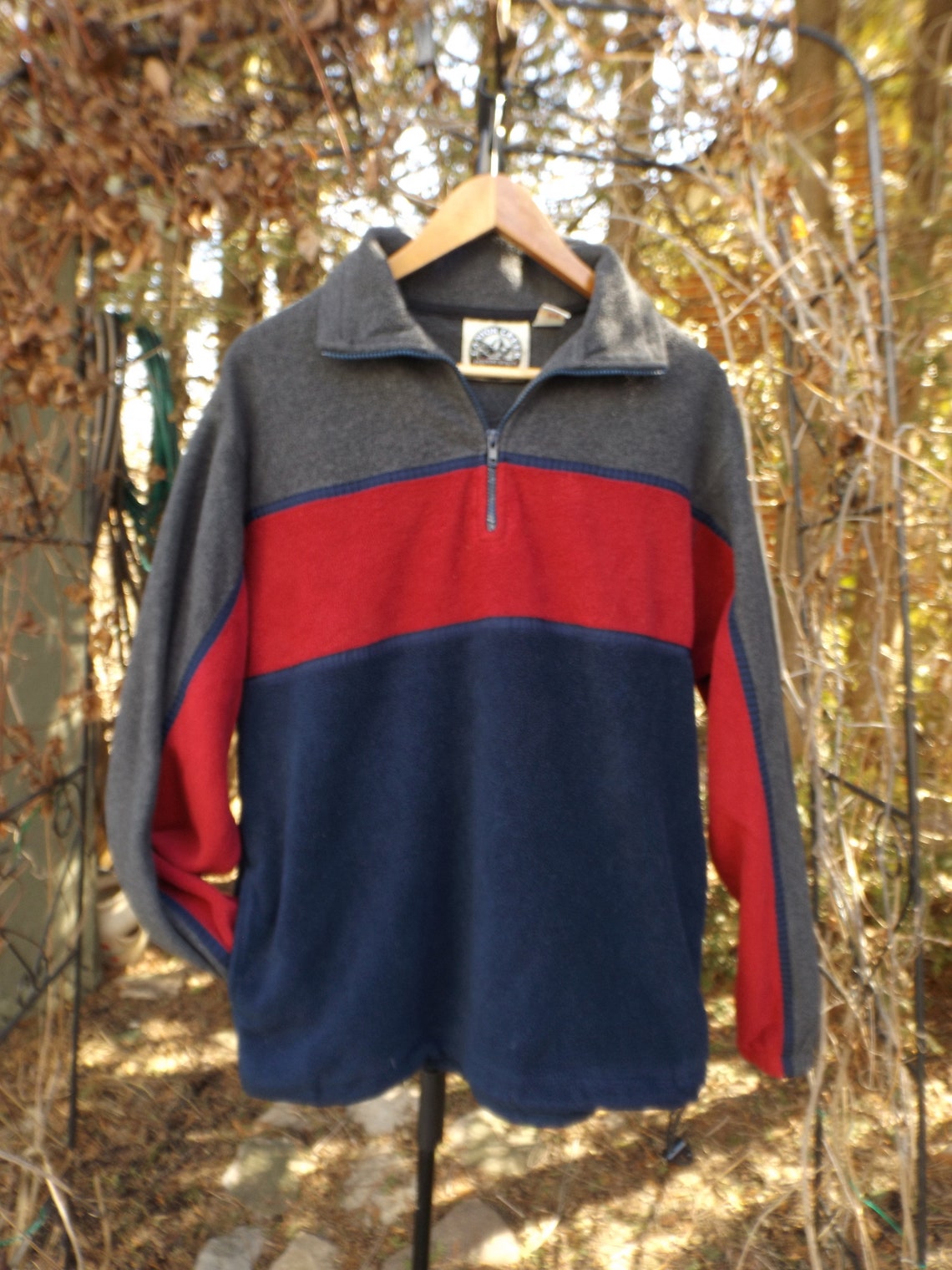 Fleece Vintage Tricolor 90s MEDIUM Fleece Pullover 1/4 Zip - Etsy España