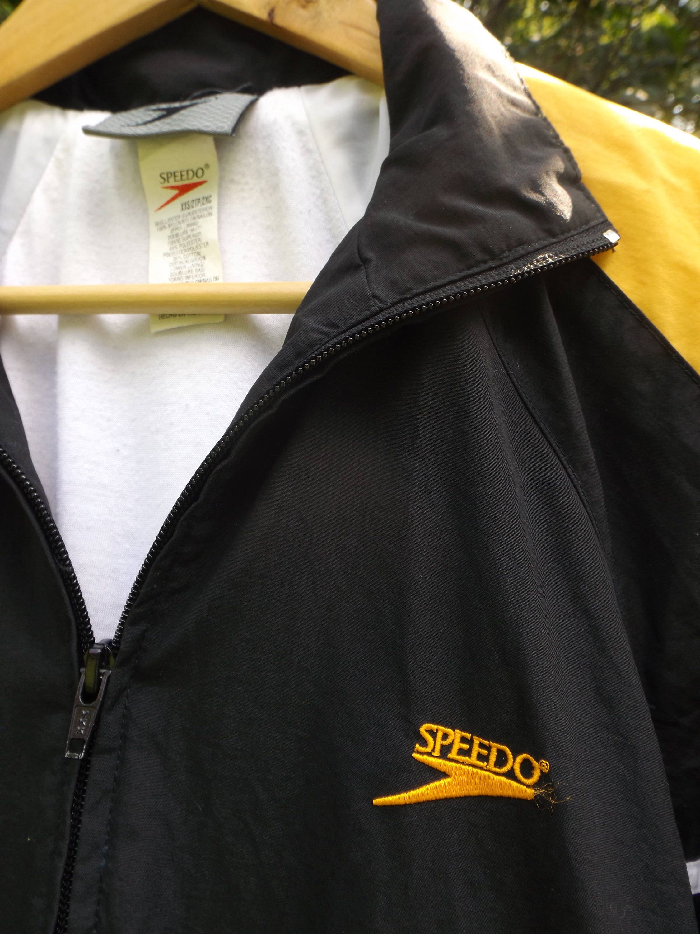Speedo Vintage Windbreaker 90s Black and Yellow Windbreaker - Etsy