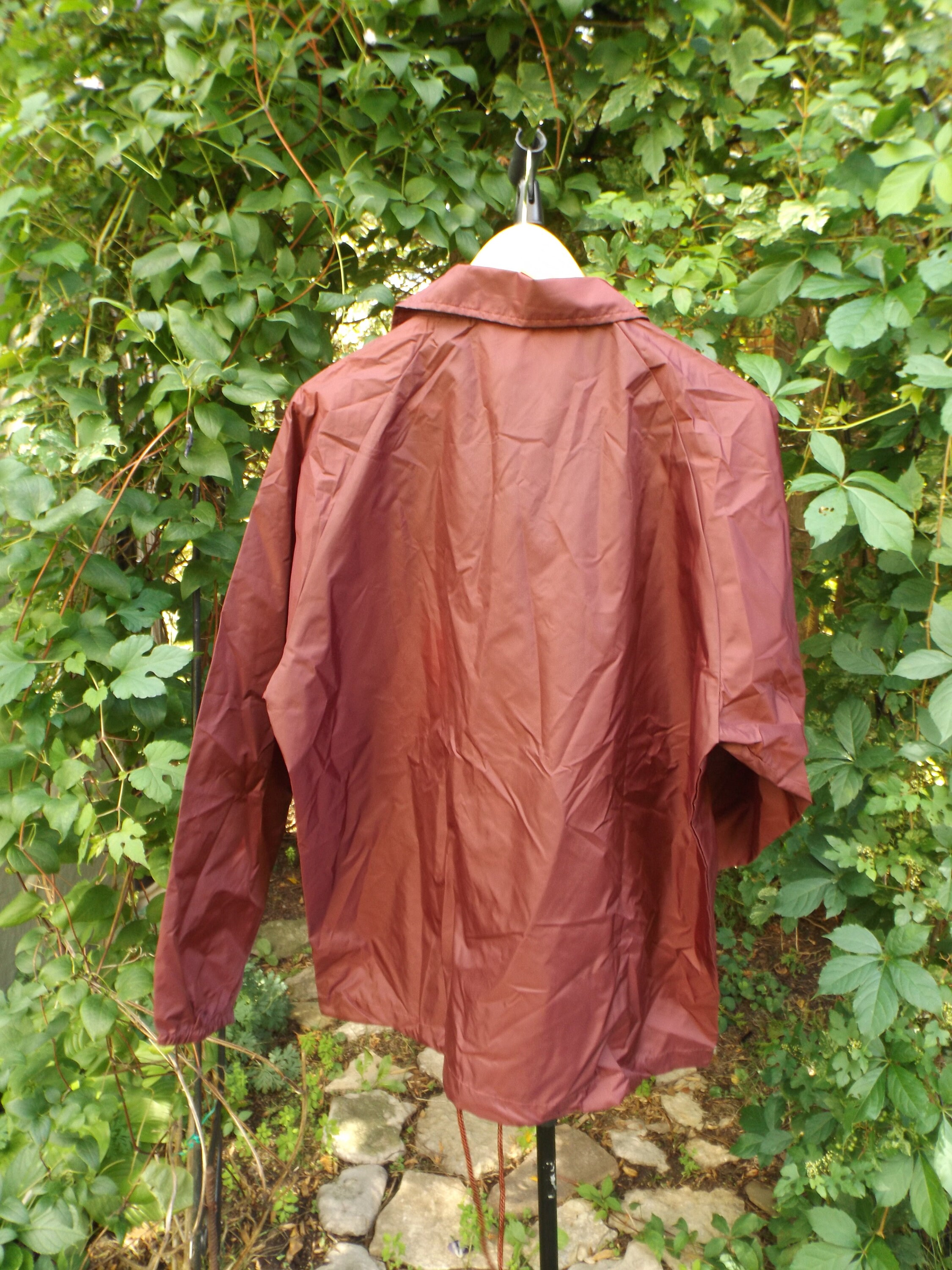 80s Windbreaker Size XL Windbreaker Maroon Solid Snap Button | Etsy