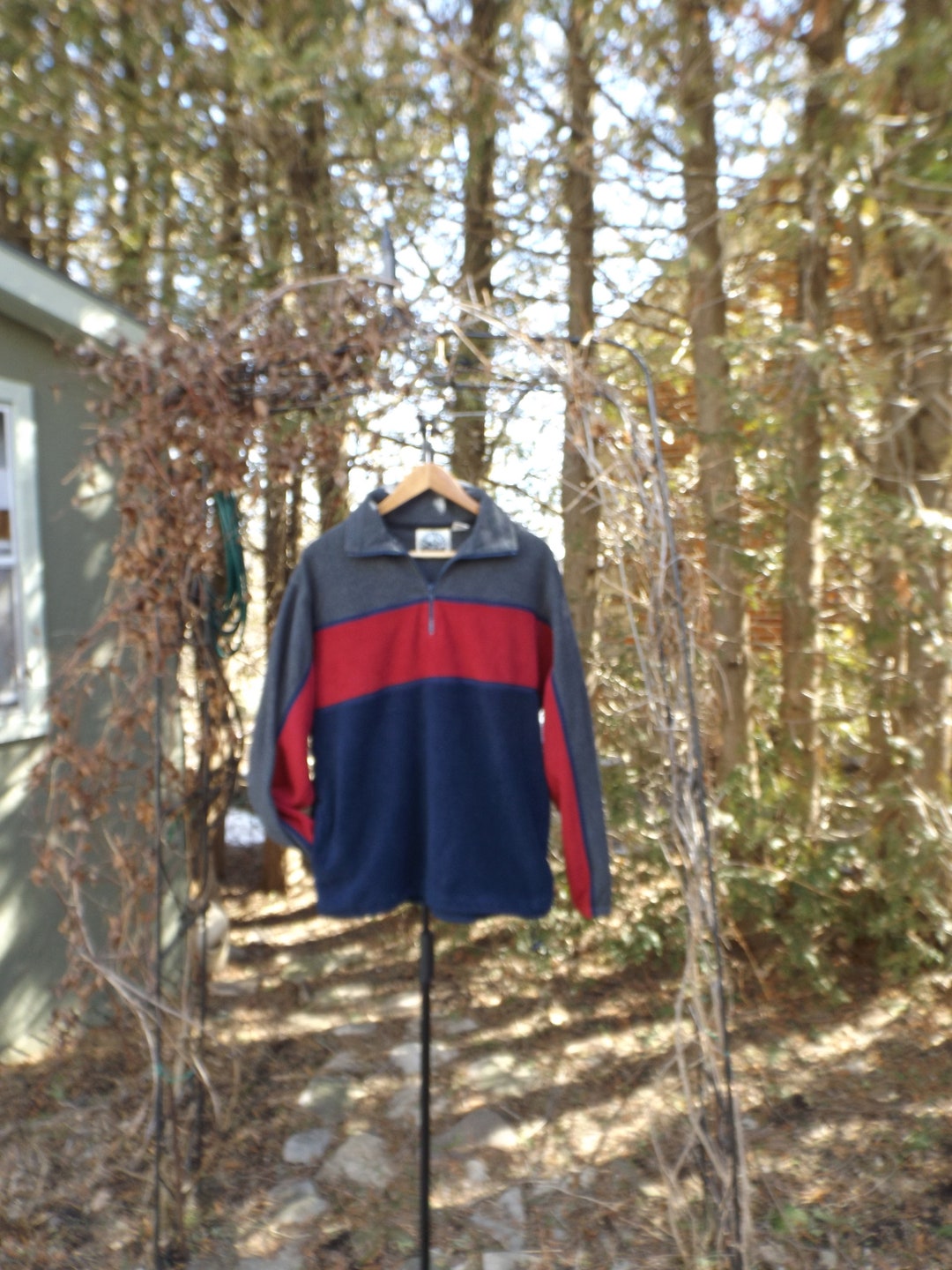 Fleece Vintage Tricolor 90s MEDIUM Fleece Pullover 1/4 Zip Minimalista ...