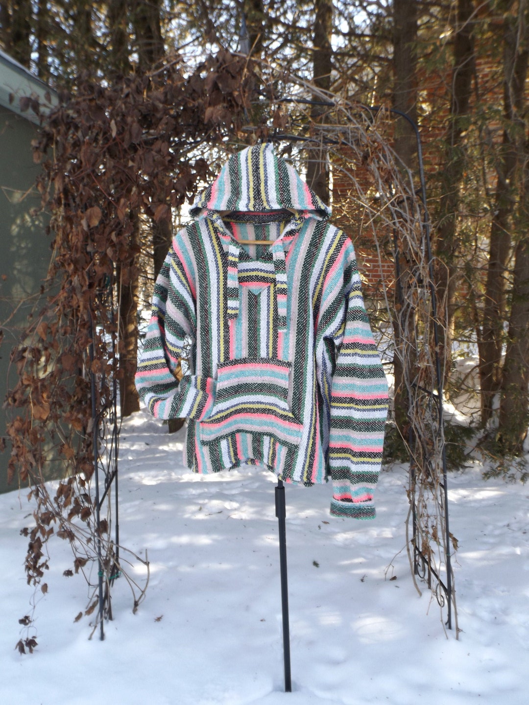 Boho Hoodie Womens XL Rainbow Hoodie Vintage Baja Sweater - Etsy