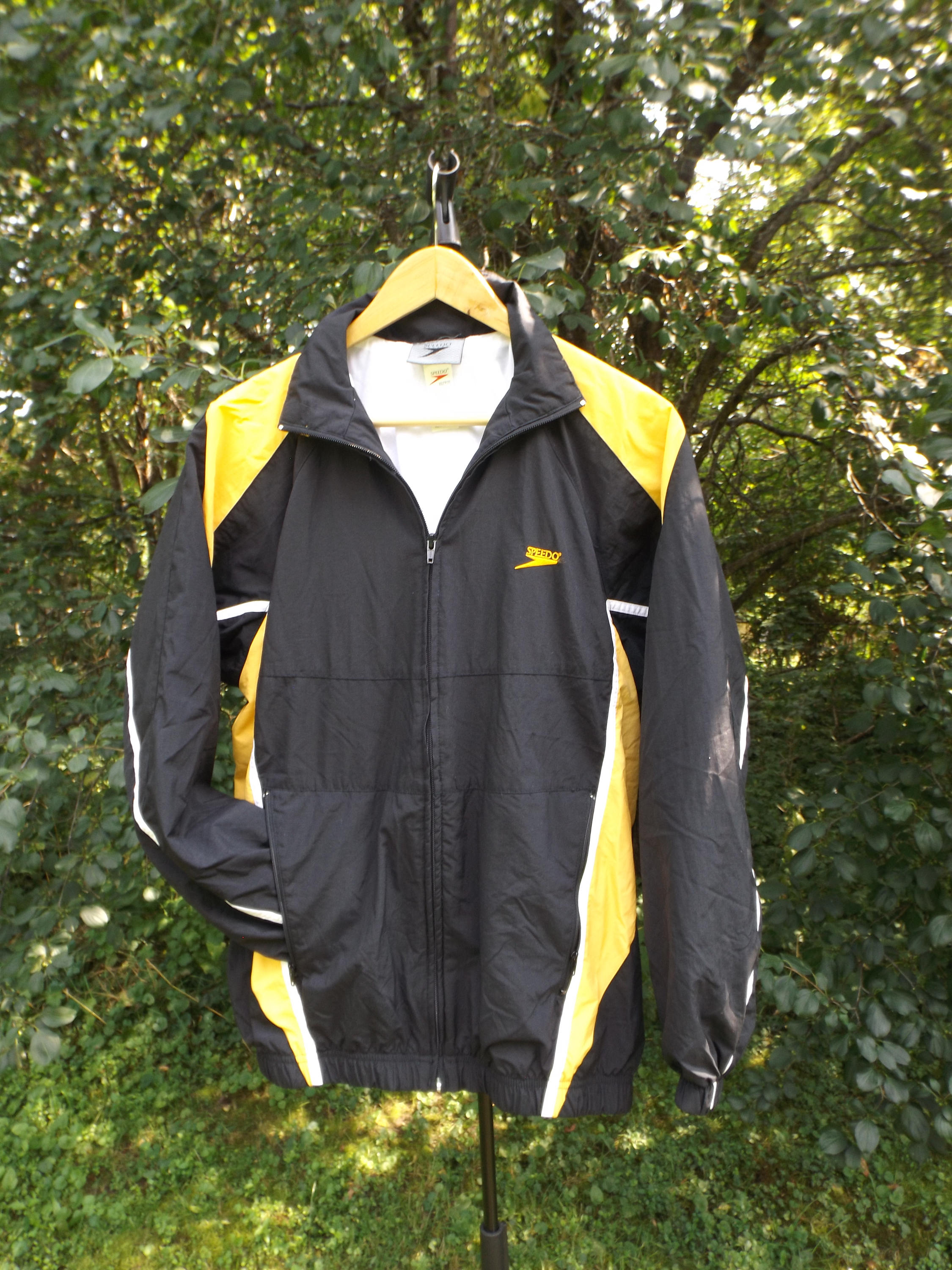 Speedo Vintage Windbreaker 90s Black and Yellow Windbreaker - Etsy