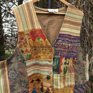 Art Teacher Vest Vintage XL 90s Patchwork Quilt Vest Womens XL Colorful ...