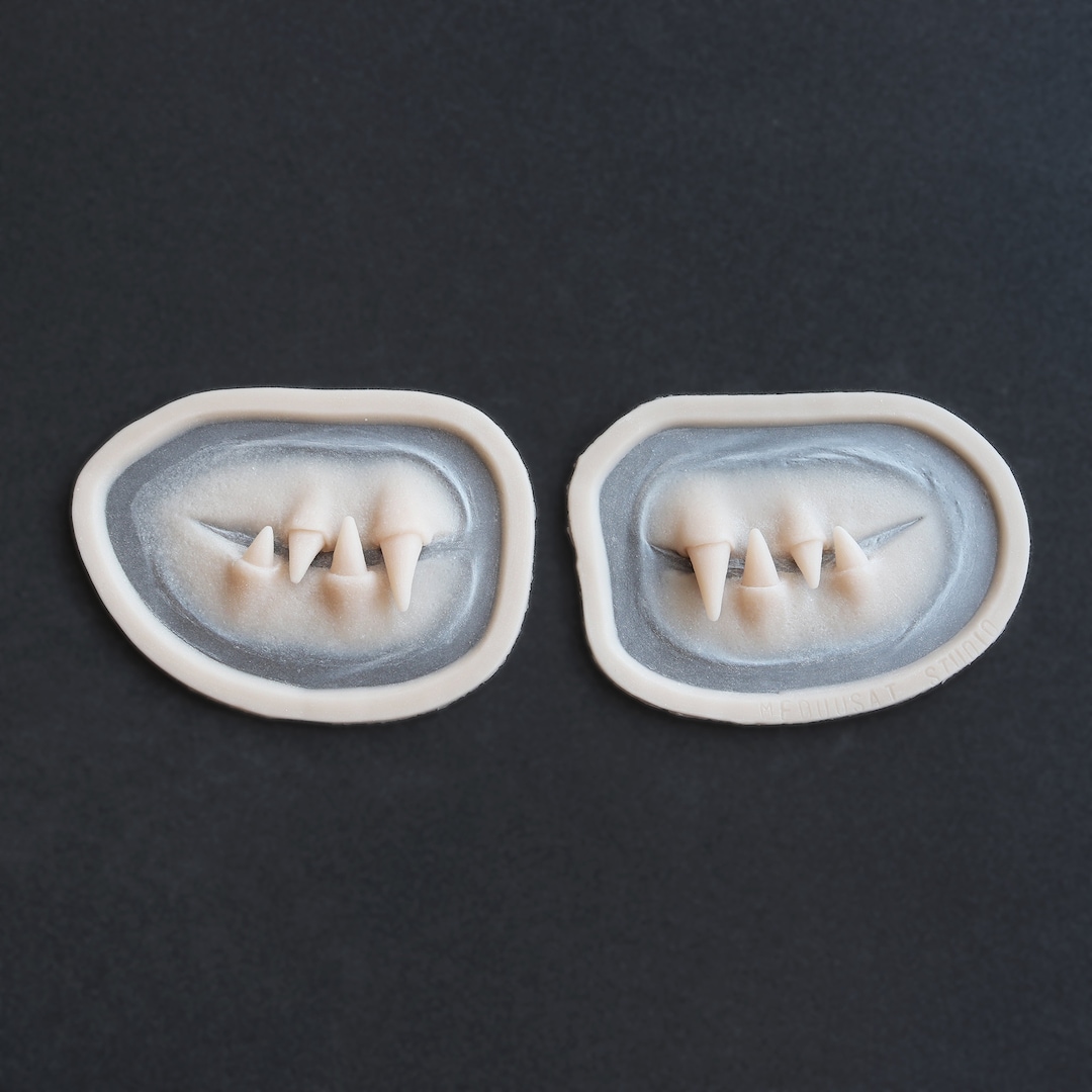 Facial Fangs 2.0 (pair) / Silicone Prosthetics / Latex Free / Halloween ...