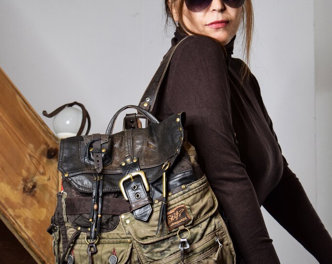 High-end Rustic Military Denim Backpack, Travel, Cowgirl, Indian ...