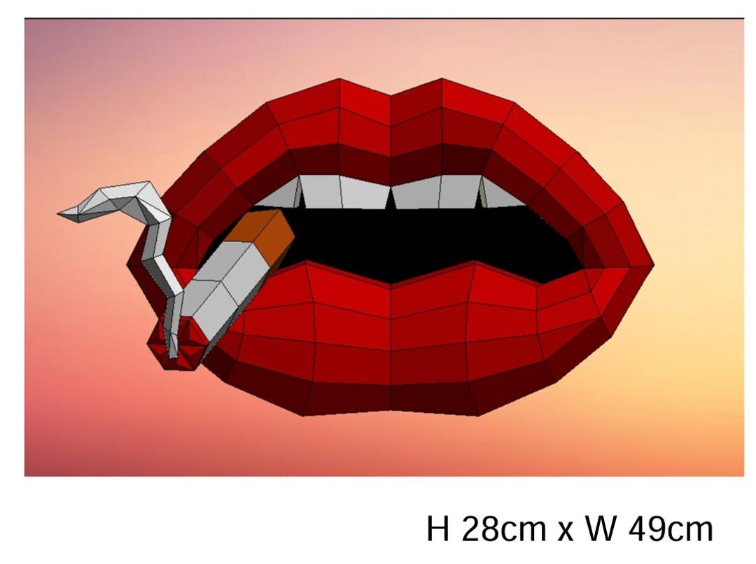Papercraft 3d Wall Decoration smoking Lips Pdf File to Print and ...