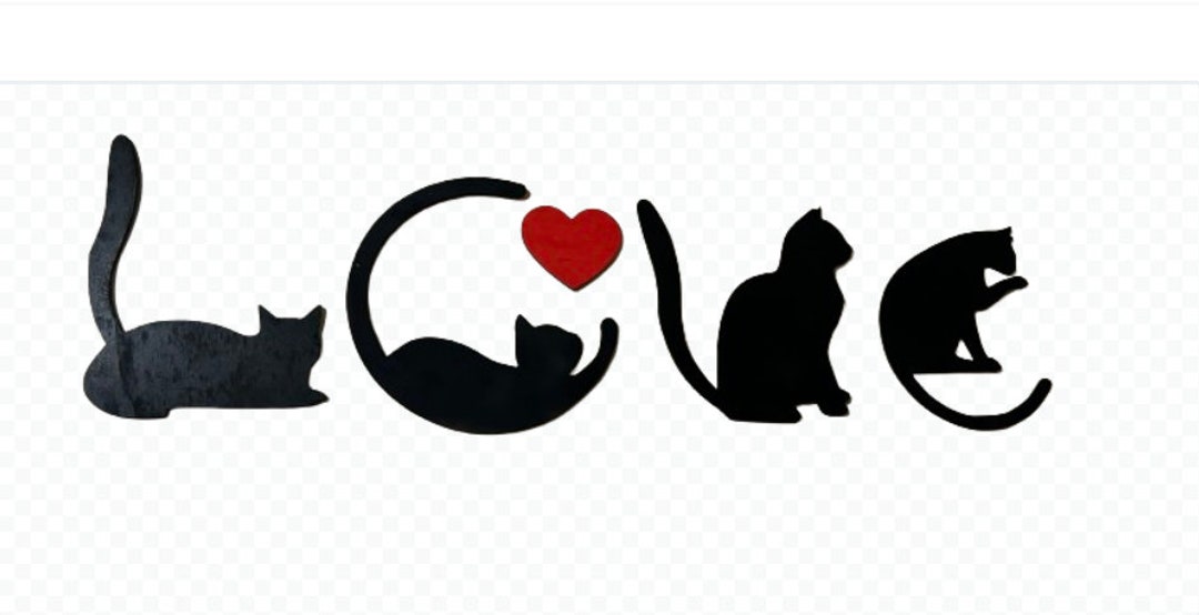 Wooden Wall Decal, 3 Mm Poplar, Love Black Cat Theme. Wall Art Wooden ...
