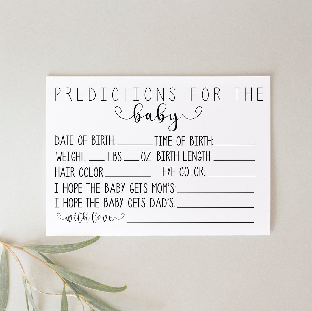 Predictions for the Baby Printable, Print at Home, Baby Shower Game ...