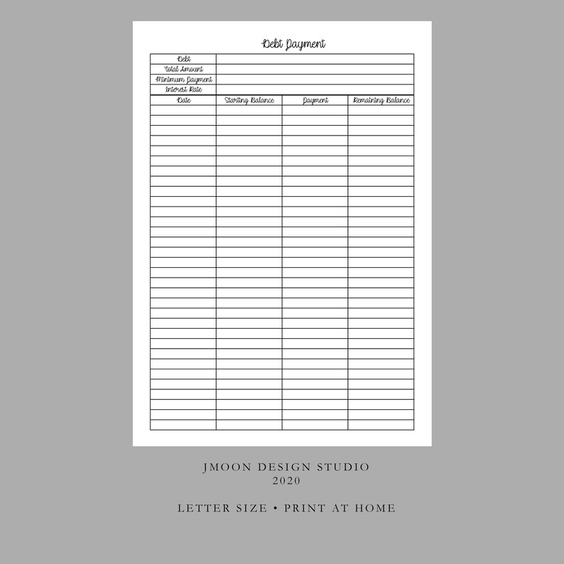 Debt Payment Plan Budget Printable Instant Download Etsy Debt Payment Plan Budget Printable Instant Download Etsy