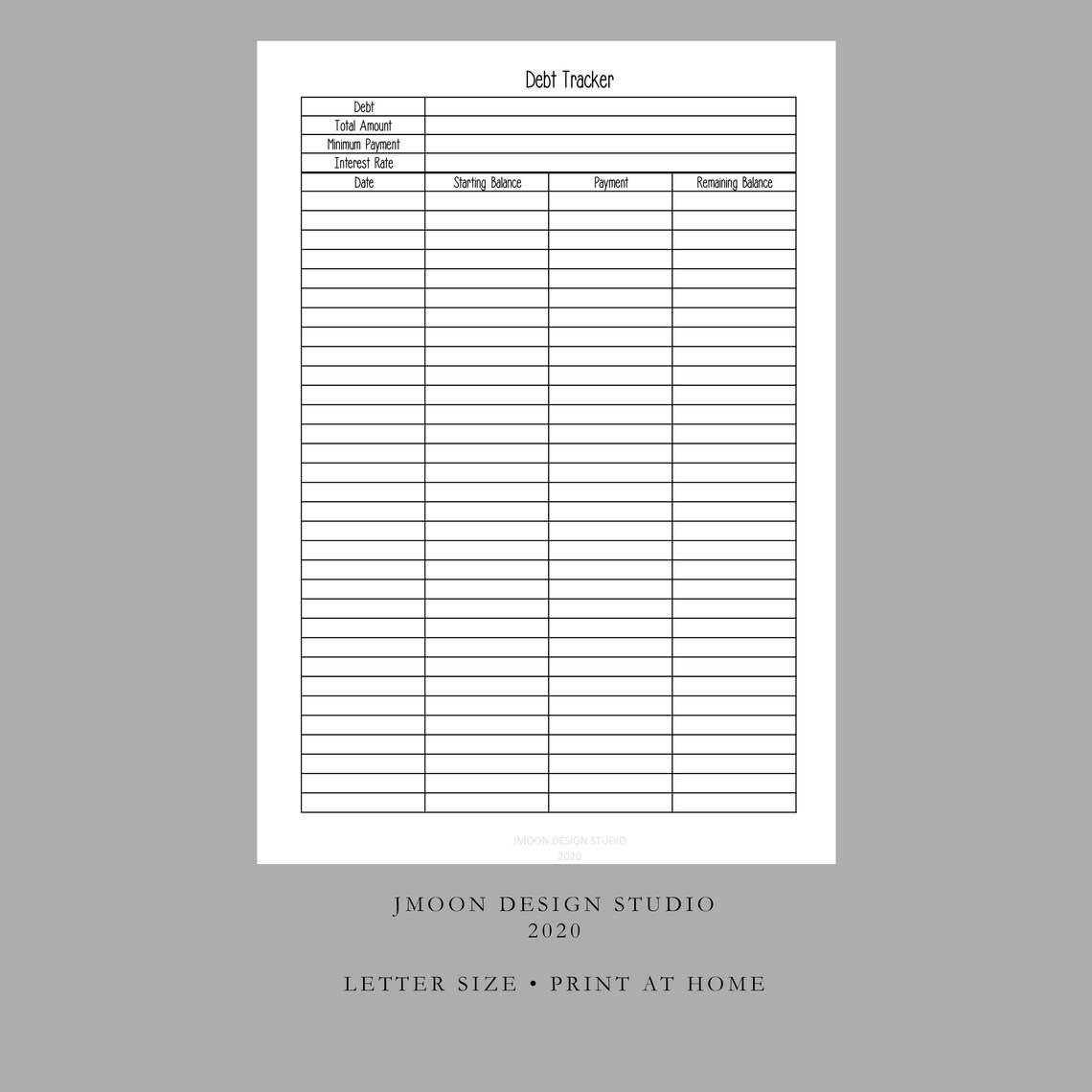 Debt Worksheet Budget Printable Instant Download | Etsy