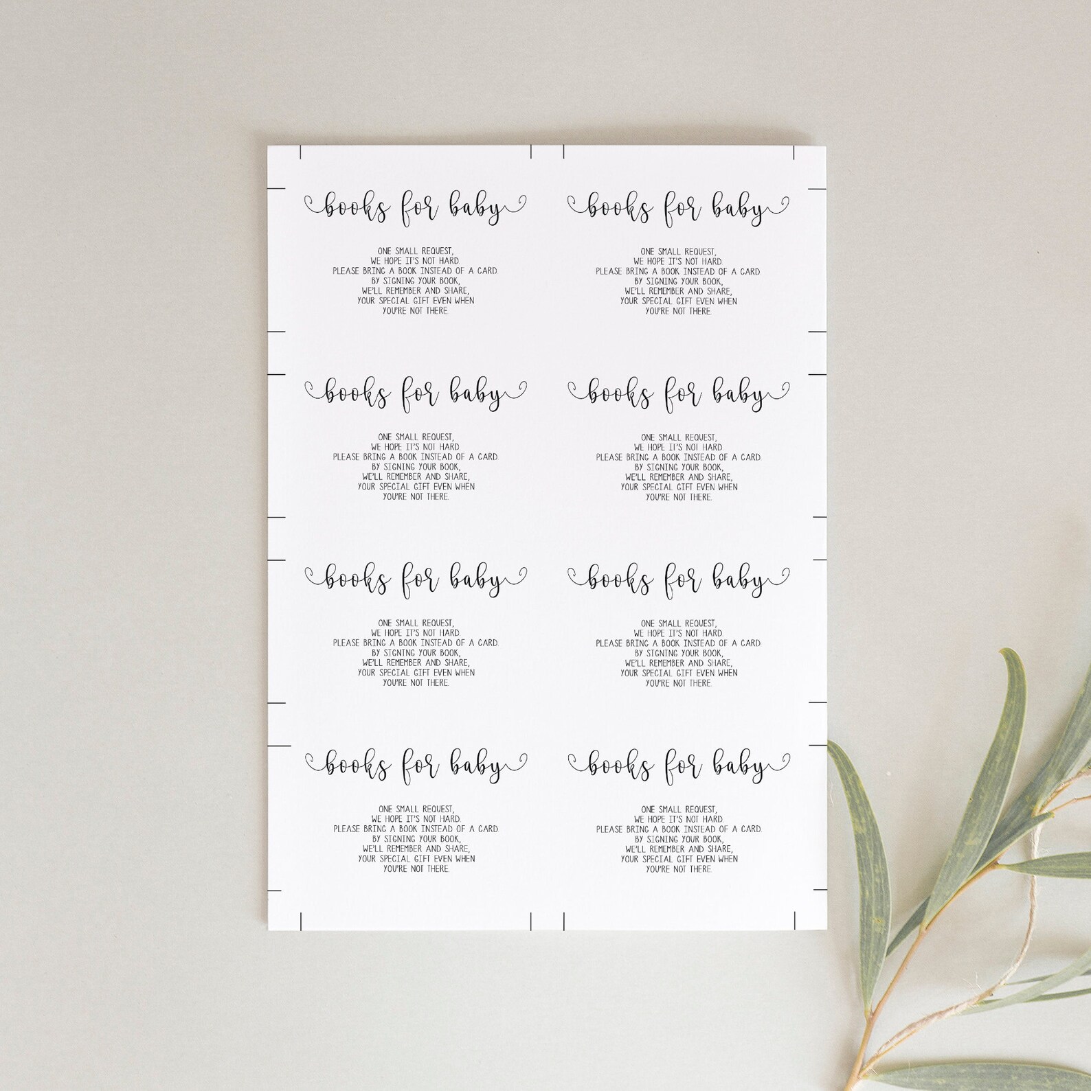 Books for Baby Request | Printable Insert | Instant Download | Baby ...