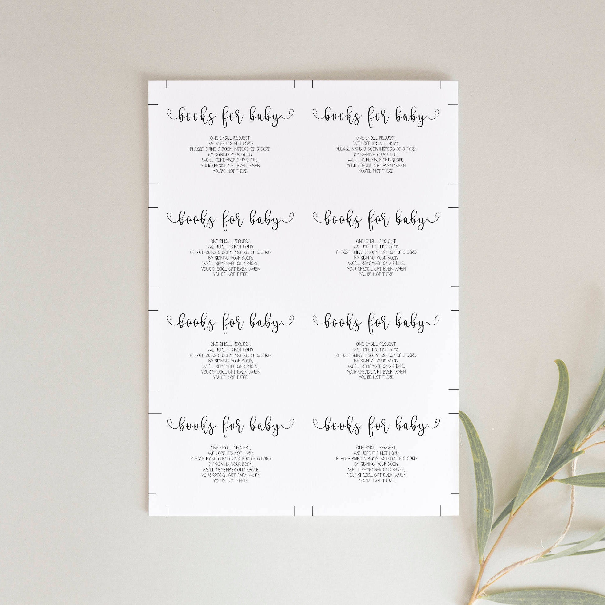 Books for Baby Request Printable Insert Instant Download | Etsy