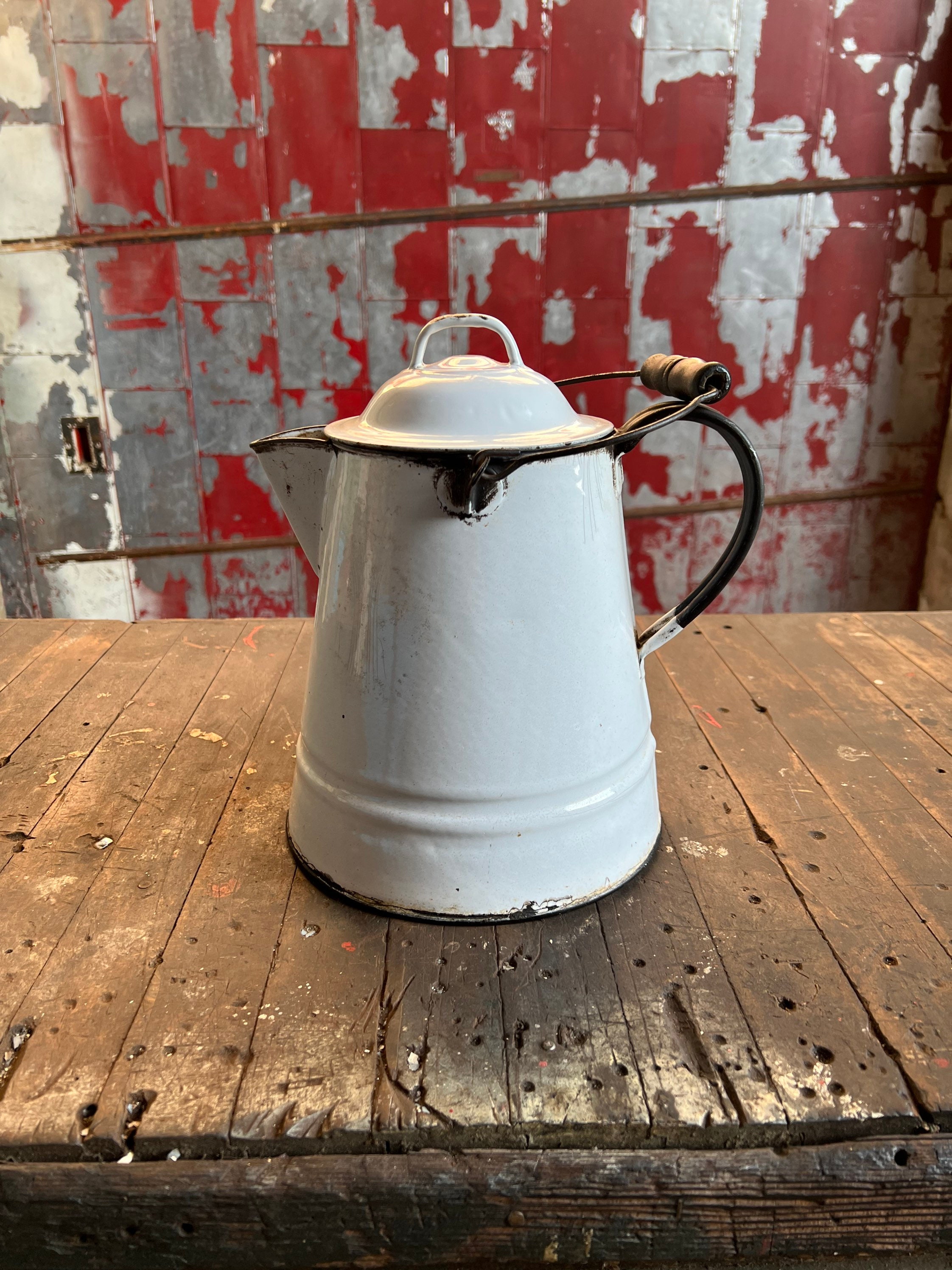 Antique Enamelware Pitcher Rustic Country Kitchen Decor - Etsy