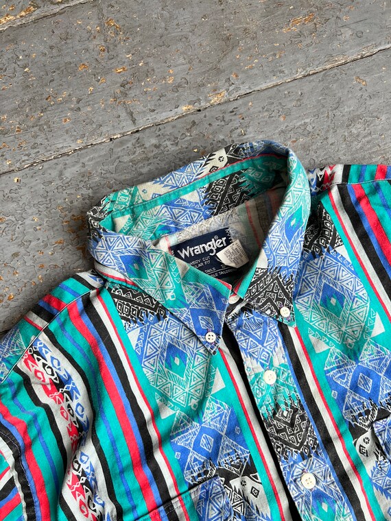 Vintage 1980s Wrangler Southwestern Button Up Shirt - Gem