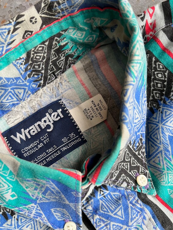 Vintage 1980s Wrangler Southwestern Button Up Shirt - Gem