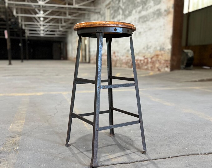 Industrial Angle Steel Stool Co Vintage Shop Stool - Etsy