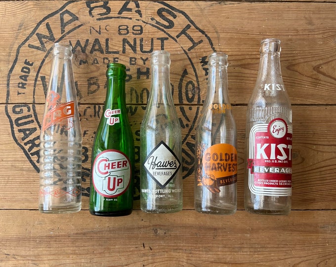Vintage Soda Pop Bottle Lot Midwest Advertising - Etsy