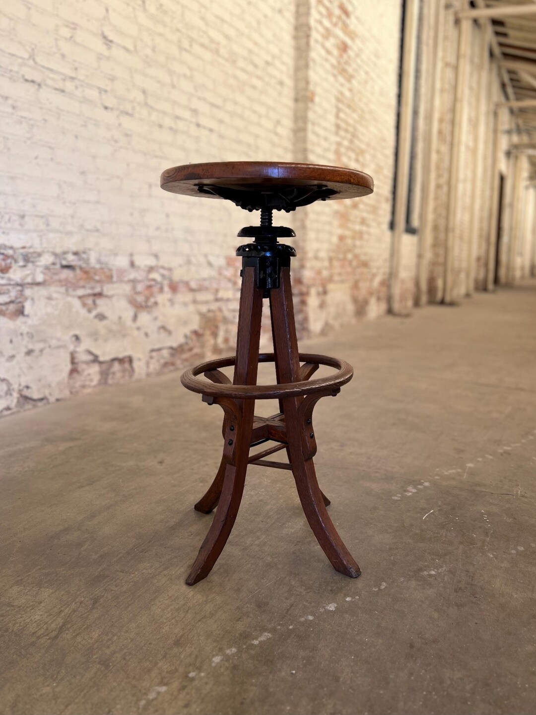 Antique Adjustable Oak Milwaukee Chair Co Operators Stool - Etsy
