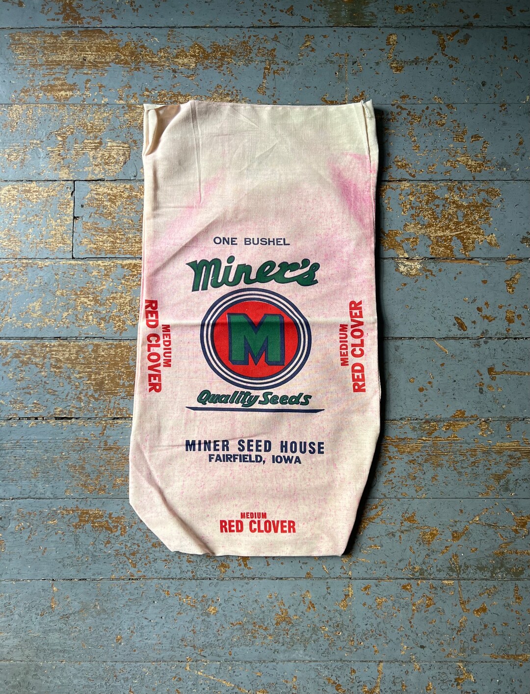 Vintage Miners Red Clover Seed Sack Fairfield, IA - Etsy