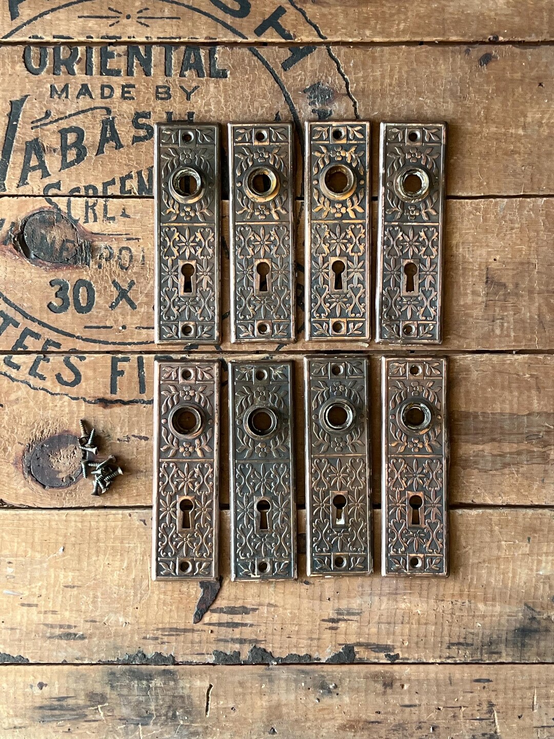 Set of 8 Pressed Door Plates Architectural Salvage - Etsy