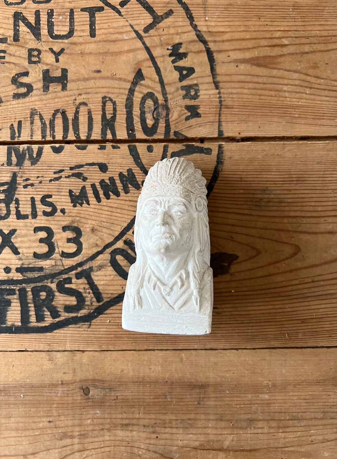 Vintage 1946 Chalkware Native American Indian Figurine - Etsy