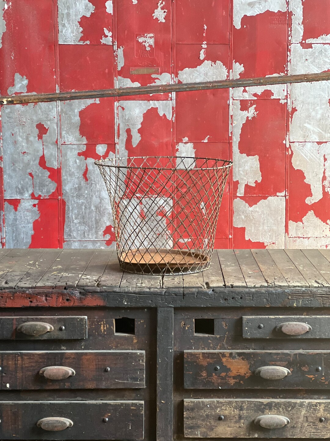 Vintage Crinkle Wire Metal Garbage Can Waste Basket - Etsy