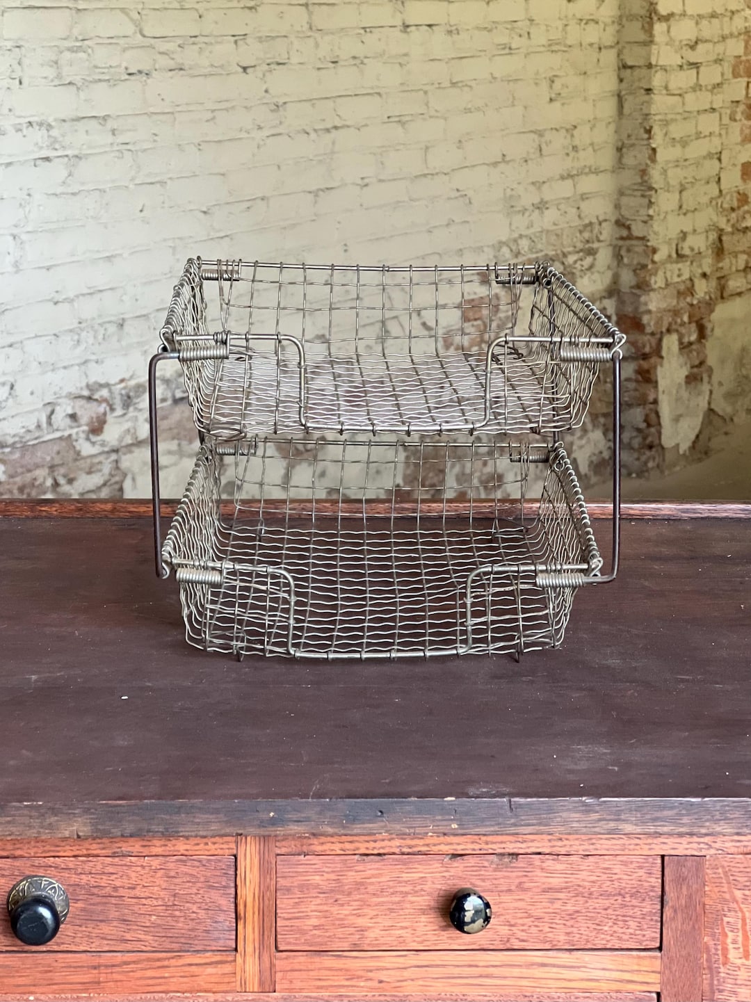 Vintage Crinkle Wire Desktop Paper Tray Office Decor - Etsy